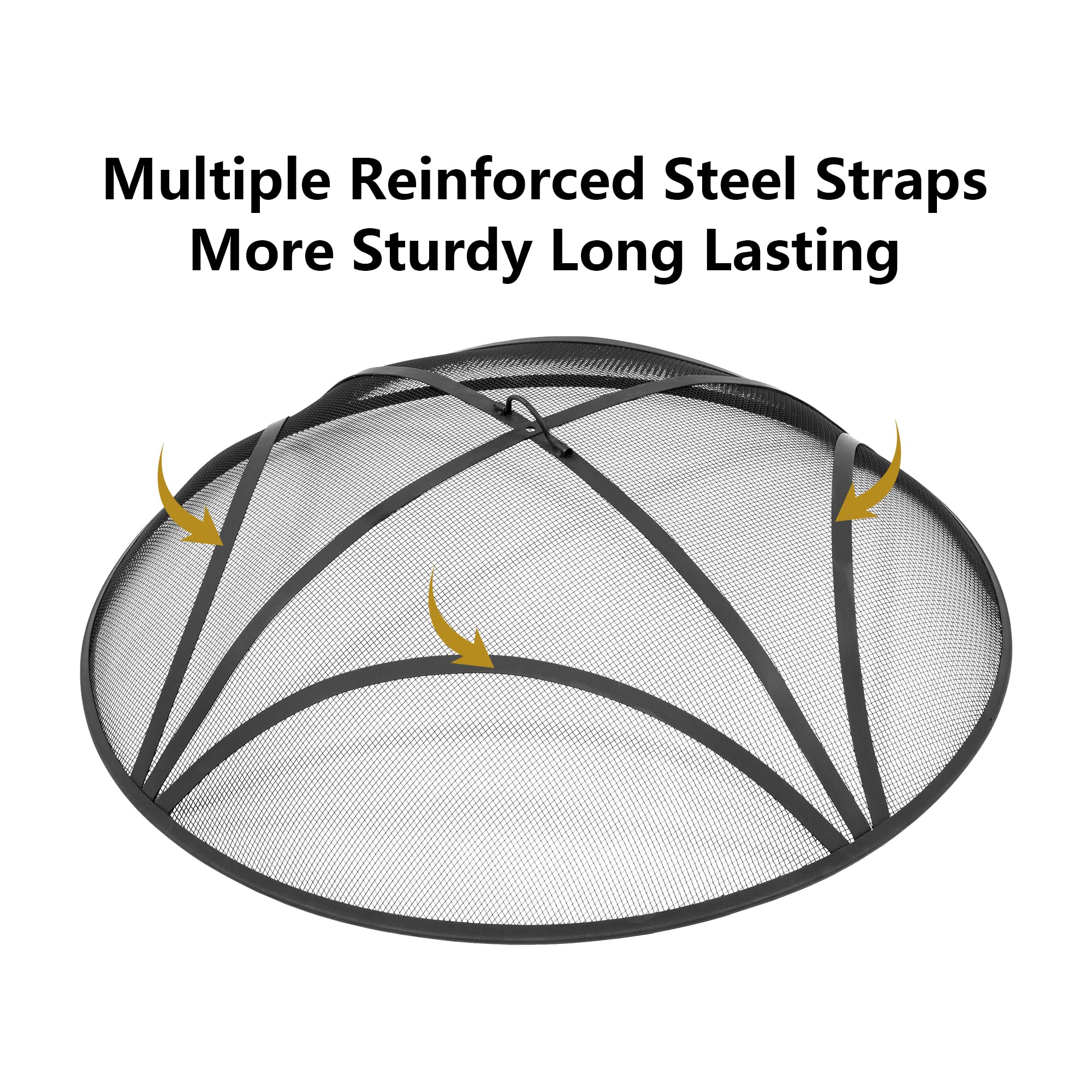 27In Reinforced Steel Round Fire Pit Screen Cover,Outdoor Patio Fire Pit Spark Screen,Heavy Duty Steel Mesh Firepit Ember Lid with Handle