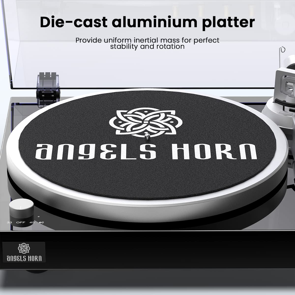 ANGELS HORN High Fidelity Vinyl Record Player, Bluetooth Turntable, 2 Speed Belt Drive, Built-in Preamp, Adjustable Counterweight,Magnetic Cartridge, Upgraded Version
