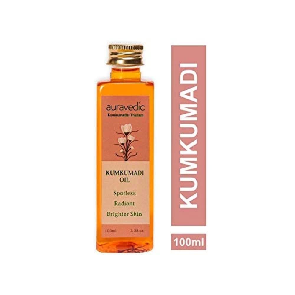 Auravedic Kumkumadi Oil Pure Saffron for Ultra Radiant Skin | 3.38 Fl Oz (100ml)