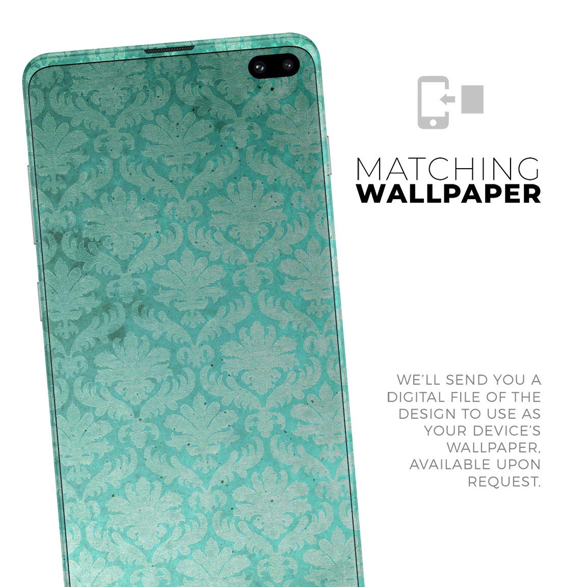 DesignSkinz Deep Teal Luxury Pattern Protective Vinyl Decal Wrap Skin Cover Compatible with The Samsung Galaxy S20 (Screen Trim & Back Glass Skin)
