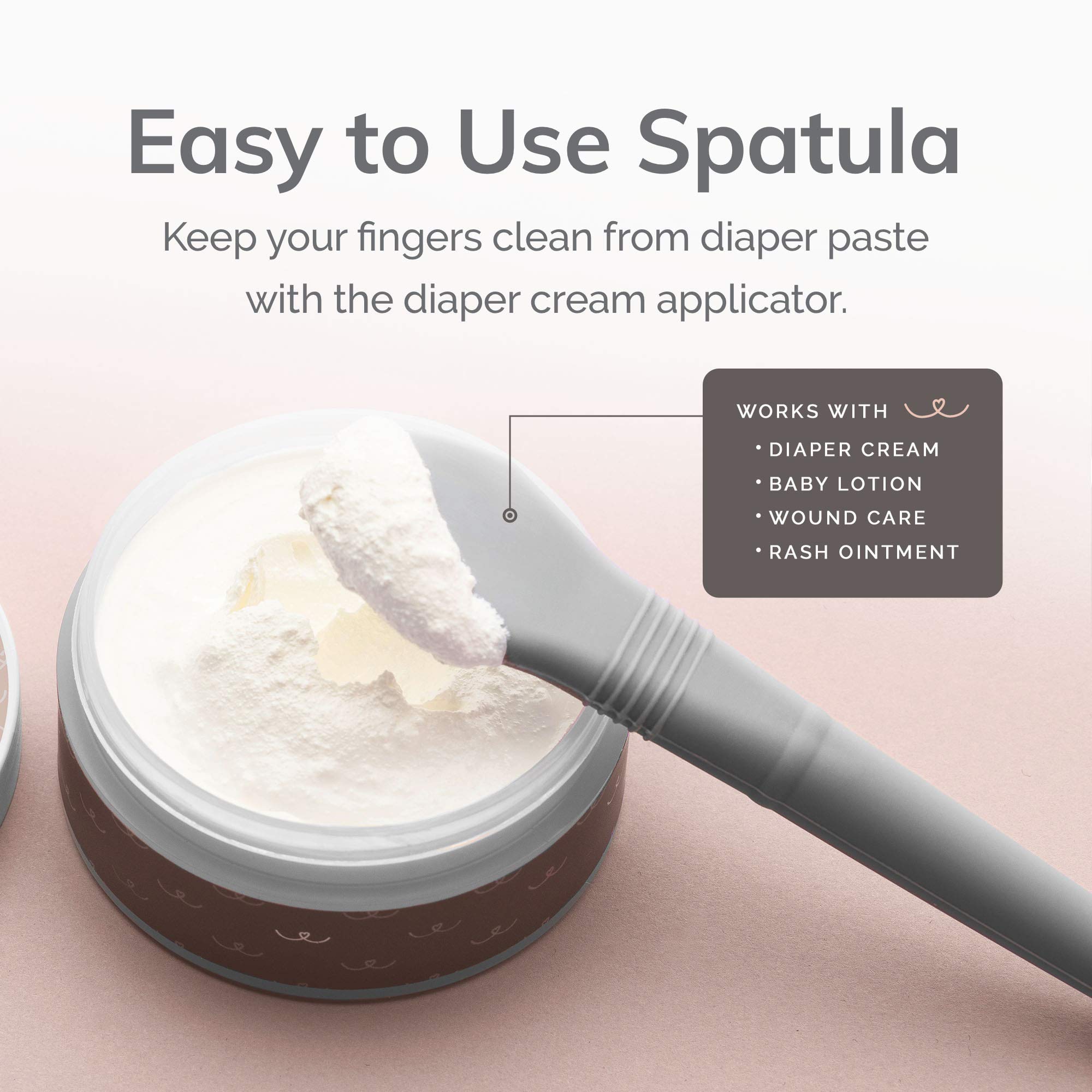 CURASALVE - Diaper Cream Spatula, 2 Pack Baby Diaper Cream Applicator, Soft Flexible Silicone Brush, Grey