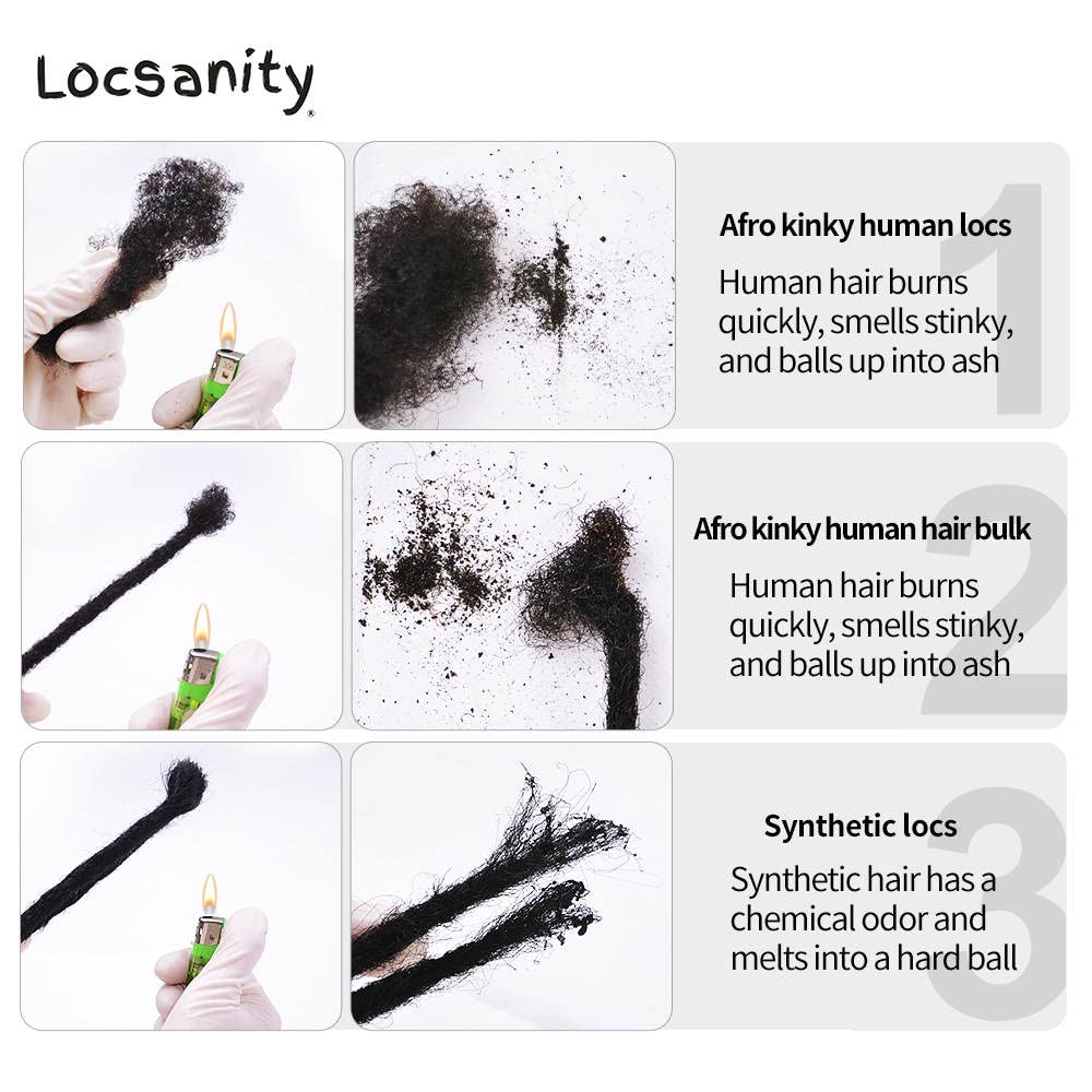 Locsanity Afro Kinky 100% Bulk Natural Human Hair - Braiding Hair for Dreadlocks, Loc Repair, Dreadlock Extensions, Twists, Braids - 8 Inches Long, 1 Oz - Natural Undyed
