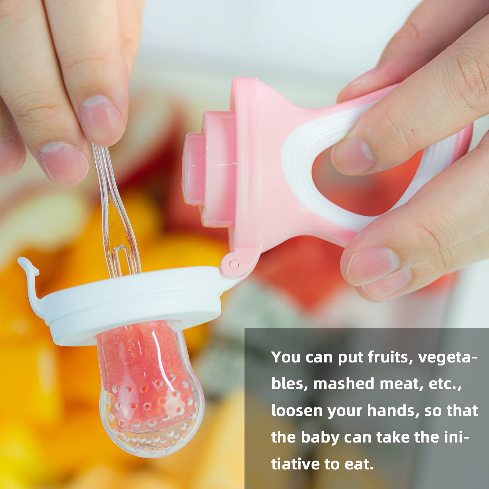 Baby Food Fruit Feeder Pacifier Teething Toys Teether (2Pcak) - Relief Teething Includes All The Sizes Pouches Food Feeder Pacifier 6 Different Silicone Nipple