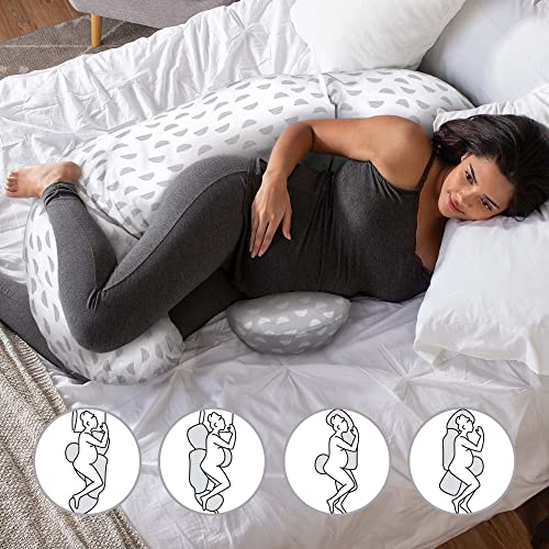 Boppy Full Body Side Sleeper Pillow, Mirage White and Gray, Versatile All-Around Body Comfort for Pregnancy and Postpartum, Flex-Support Technology for Sleeping and Sitting