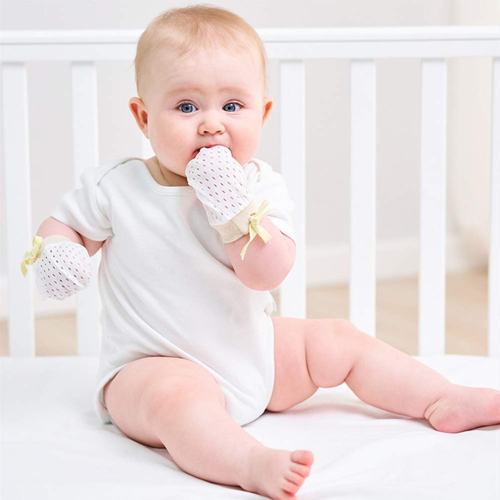 Aijian Pack of 16 Baby Mesh Gloves Cotton No Scratch Mittens for Unisex (8Colors/0-12Months)