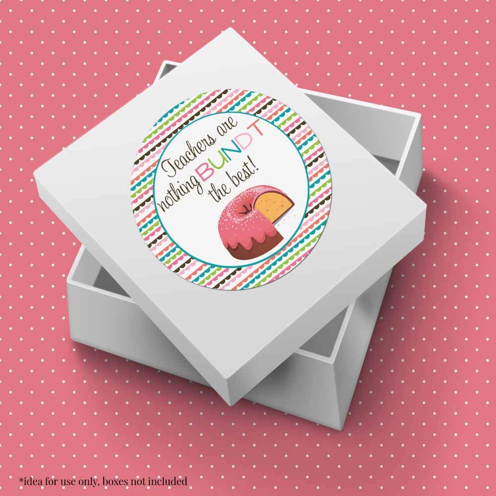 Nothing Bundt The Best Teacher Appreciation Thank You Sticker Labels, 40 2" Party Circle Stickers by AmandaCreation, Great for Envelope Seals & Gift Bags