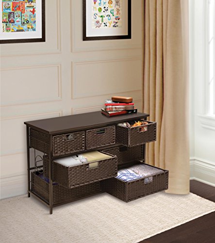 August Collection Wide Seven Basket Drawer Storage Unit