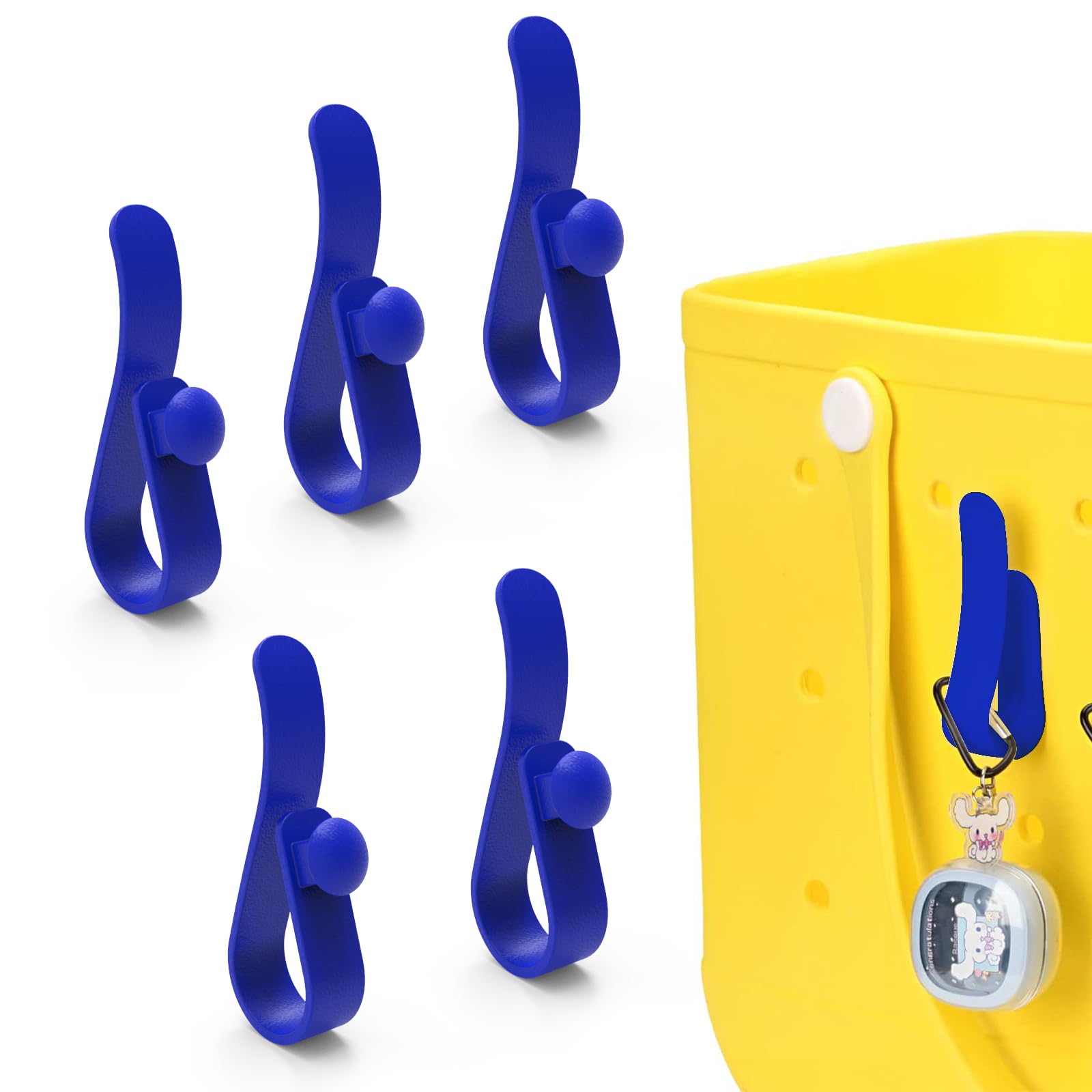 5PCS Hooks Accessories for Bogg Bags, Insert Charm Cutie Cup Holder Connector Key Holder Mask Holder (Sky Blue)