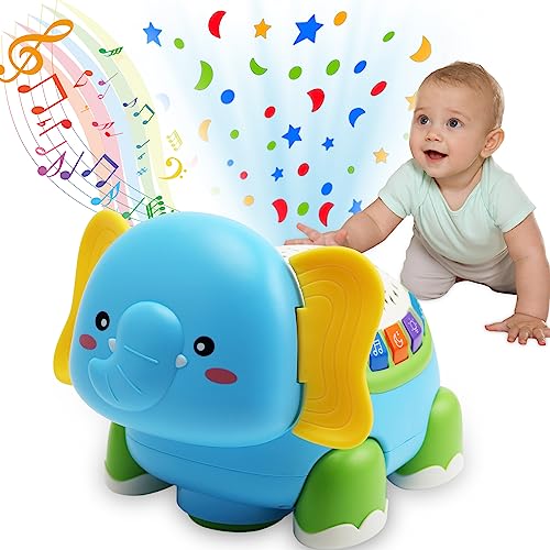 Baby Toys 6 to 12 Months,Toddler Toys,Star Projector Crawling Elephant Toys for 1-2 Year Old Boys Girls,Tummy Time Toys with Music,3 6 9 12-18 Months Babies Girl Toys,1 Year Old Boy Girl Birthday Gift