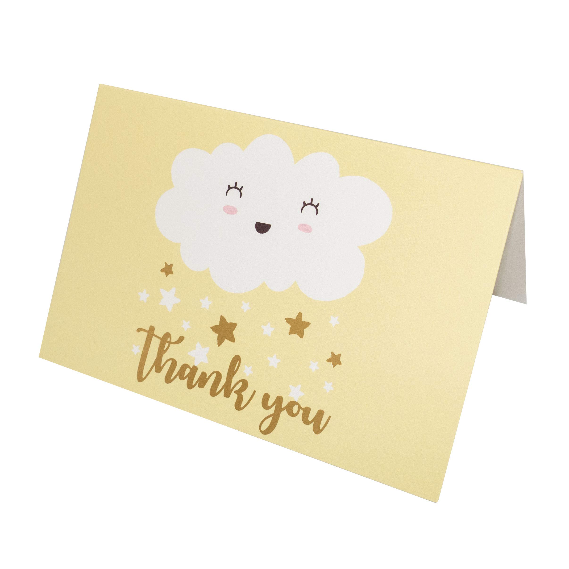 Gooji 4x6 Gold Foil Baby Starry Night Thank You Cards (Bulk 36-Pack) Matching Peel-and-Seal White Envelopes | Assorted Set, Watercolor Graphics | Baby Shower, Birthday Party, Blank Notes