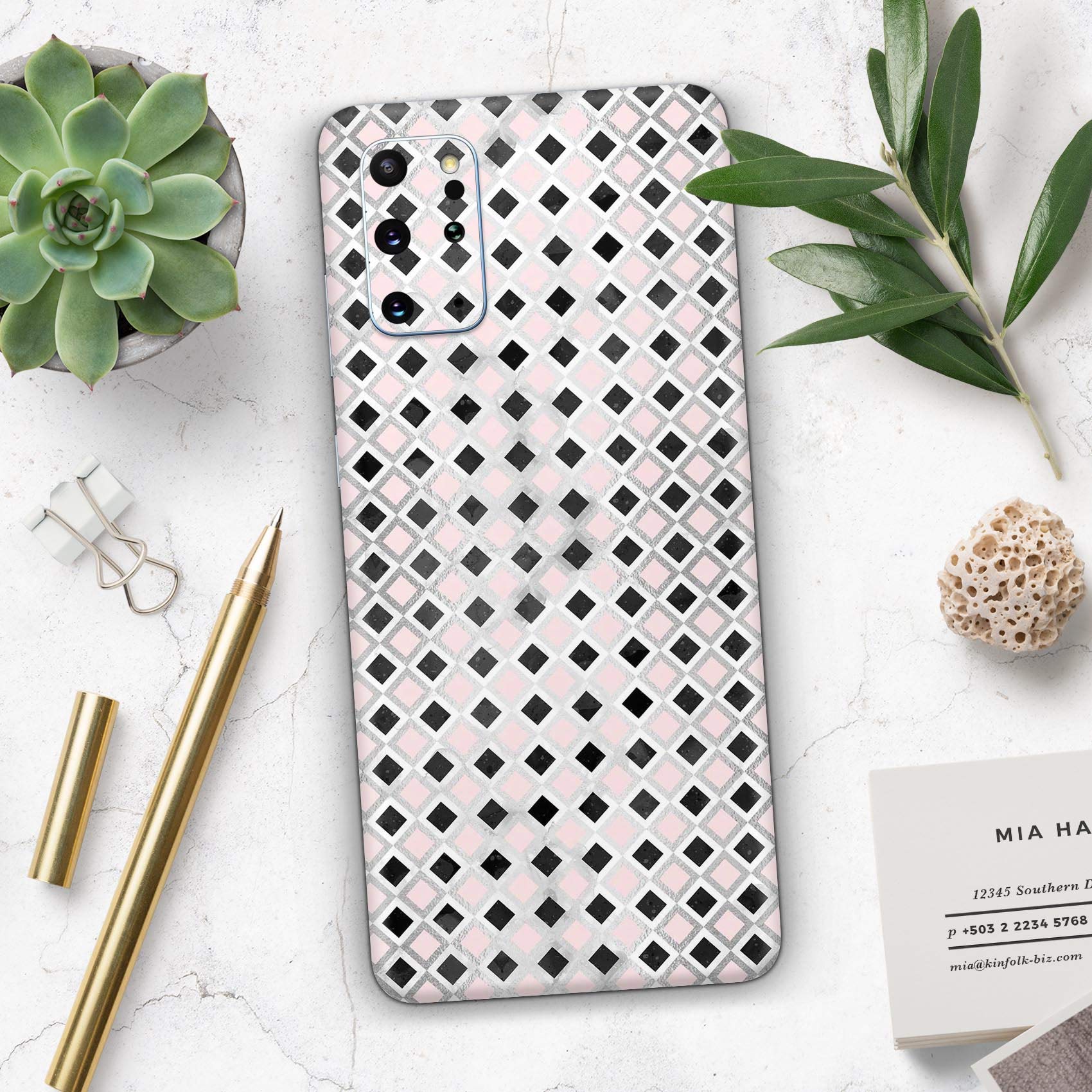 DesignSkinz Karamfila Silver & Pink Marble V11 Protective Vinyl Decal Wrap Skin Cover Compatible with The Samsung Galaxy S20 (Screen Trim & Back Glass Skin)