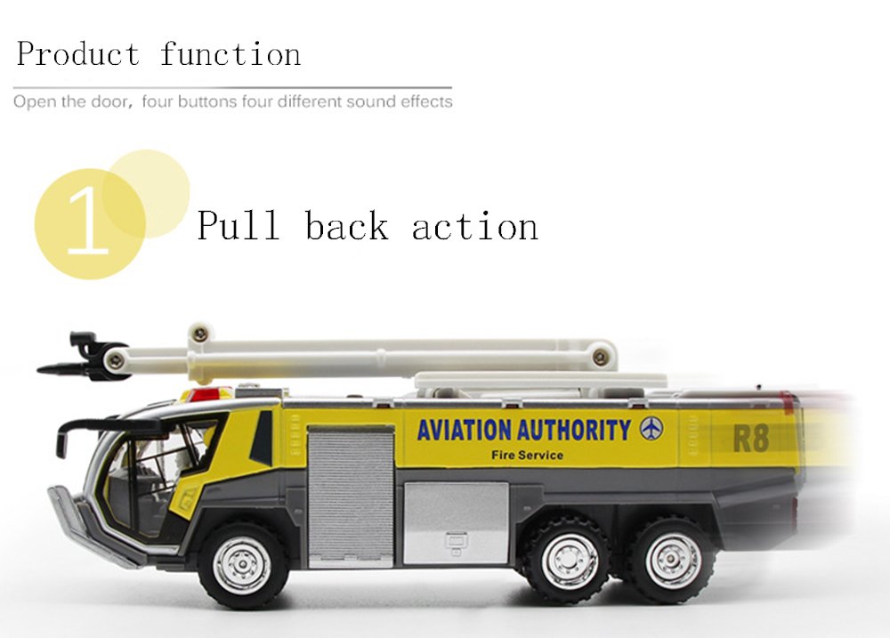 Ailejia Airport Fire Trucks for Boys, Fire Engine Toys Diecast Fire Truck Engine Pullback Friction Toy Engineering Vehicle fire Truck Model (red)
