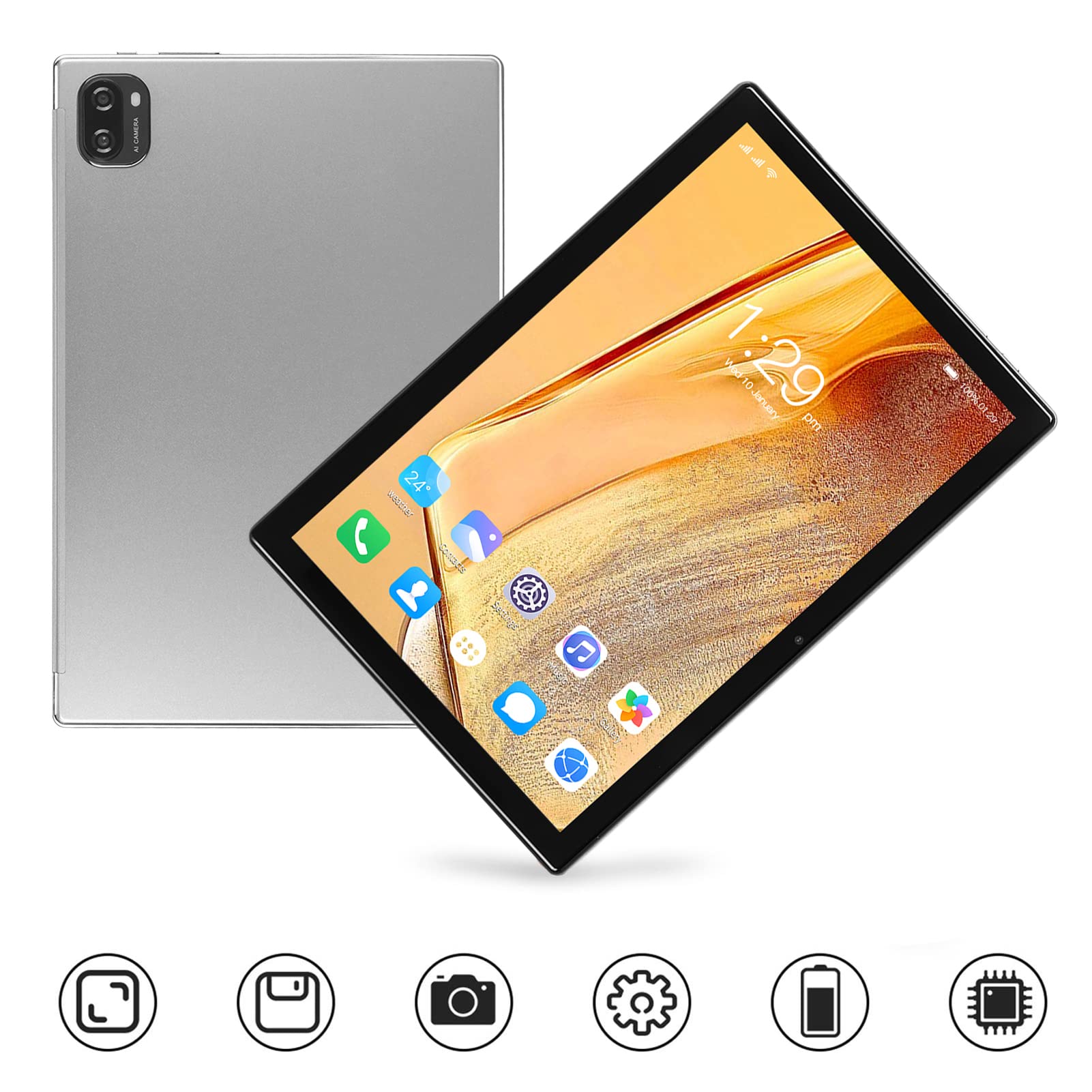 2 in 1 Tablet with Keyboard, 10.1 inch Android 12 Tablet PC, 8+256GB, Octa Core Processor, 8MP+16MP Dual Camera, 5G WiFi 4G GSM LTE Tablet PC (US Plug)