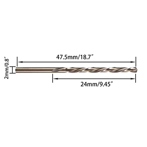 2mm Cobalt Drill Bit M35 HSS Metal Drill Bit Set for Hard Metal Stainless Steel Cast Iron(10 Pcs 2mm)
