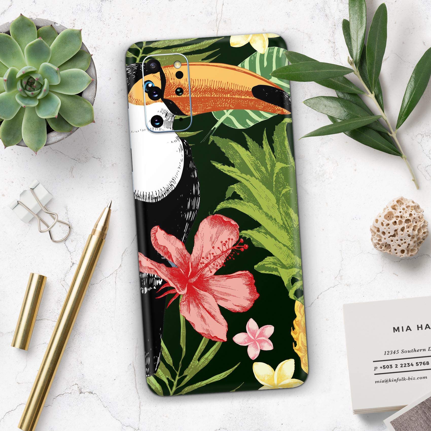 DesignSkinz Tropical Summer Forrest Protective Vinyl Decal Wrap Skin Cover Compatible with The Samsung Galaxy S20 (Screen Trim & Back Glass Skin)