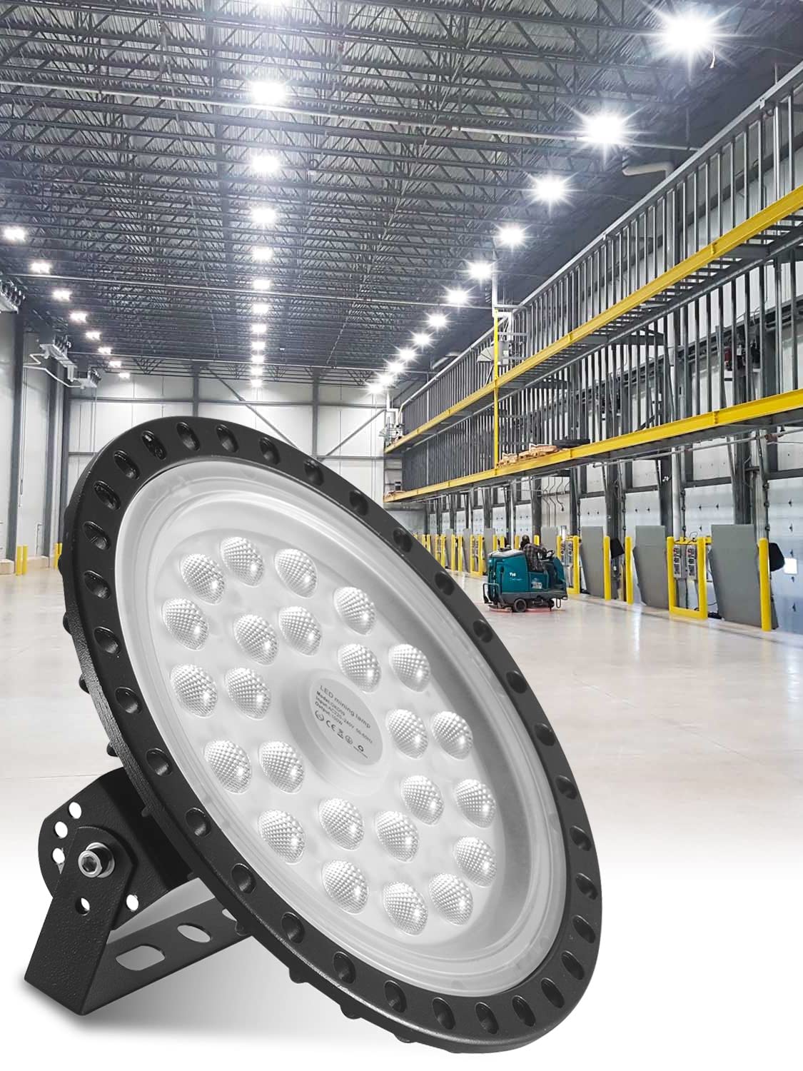 4 Pack LED High Bay Light|100W 10000LM UFO LED High Bay Light|6500K Daylight LED Shop Light|IP65 Waterproof LED Commercial Warehouse Area Light|LED Garage Light for Garage Gym Factory Warehouse