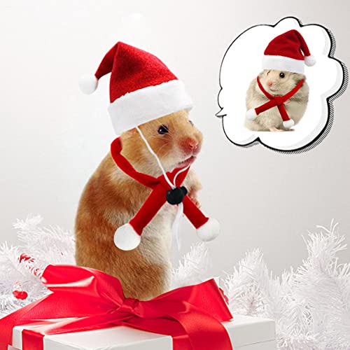 24 PCS Christmas Pet Chicken Hat with Adjustable Chin Strap,Mini Red Santa Hat and Scarf Pet Rabbit Hats with Scarf for Hamster Guinea Pig Chinchilla Hedgehog Lizard Bearded Dragon Xmas.