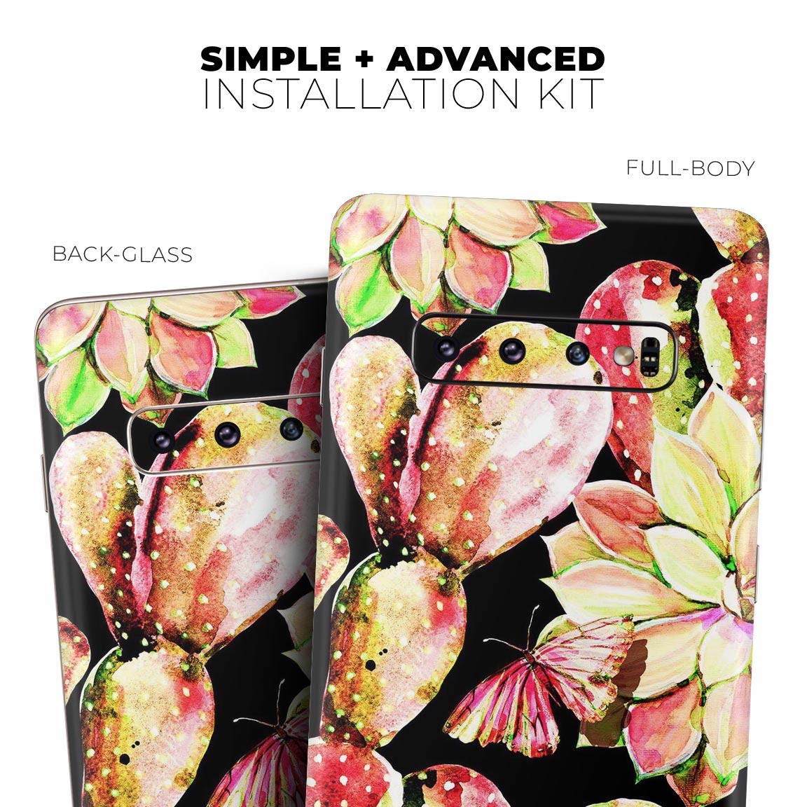 DesignSkinz Watercolor Cactus Succulent Bloom V5 Protective Vinyl Decal Wrap Skin Cover Compatible with The Samsung Galaxy S20 (Screen Trim & Back Glass Skin)