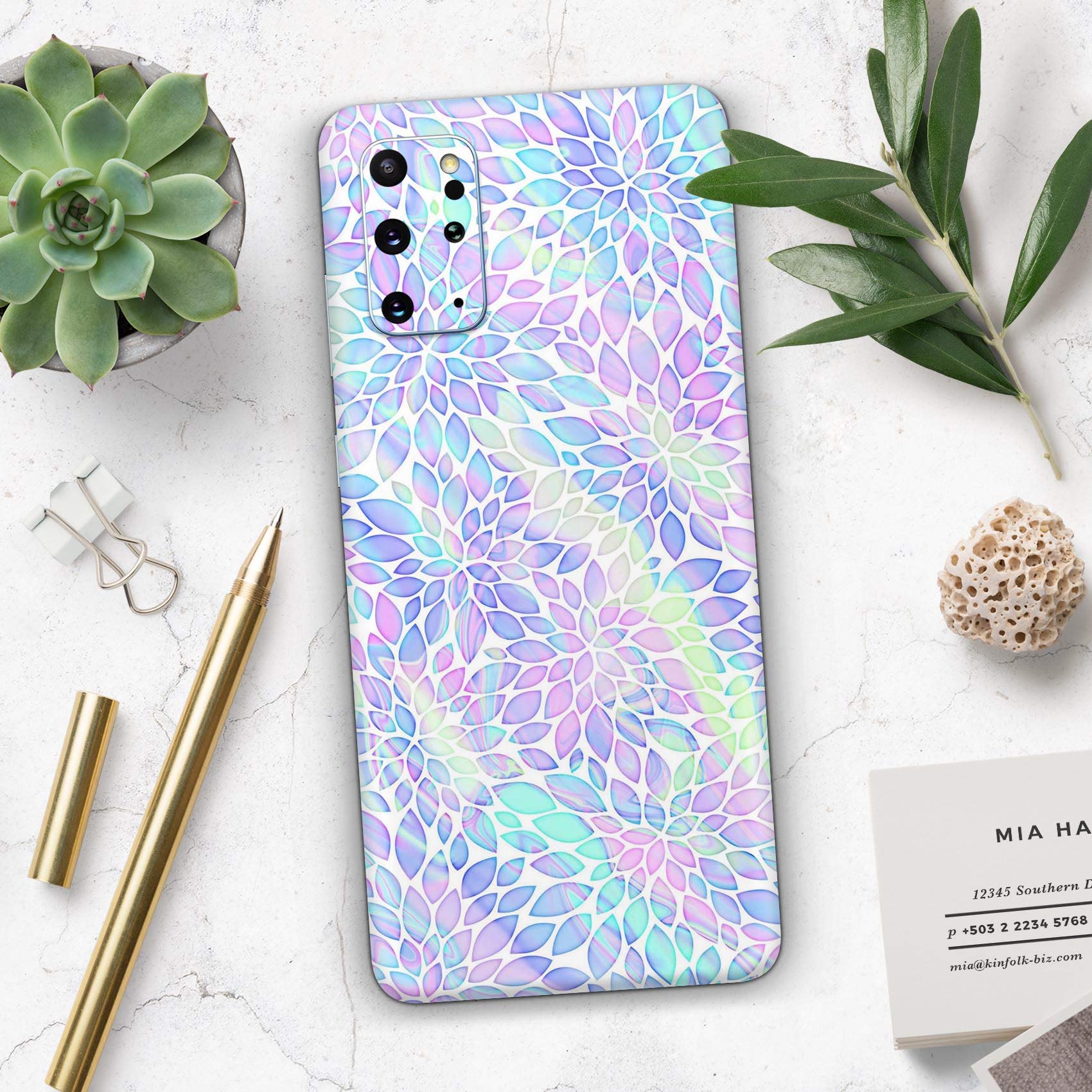 DesignSkinz Iridescent Dahlia v3 Protective Vinyl Decal Wrap Skin Cover Compatible with The Samsung Galaxy S20 (Screen Trim & Back Glass Skin)
