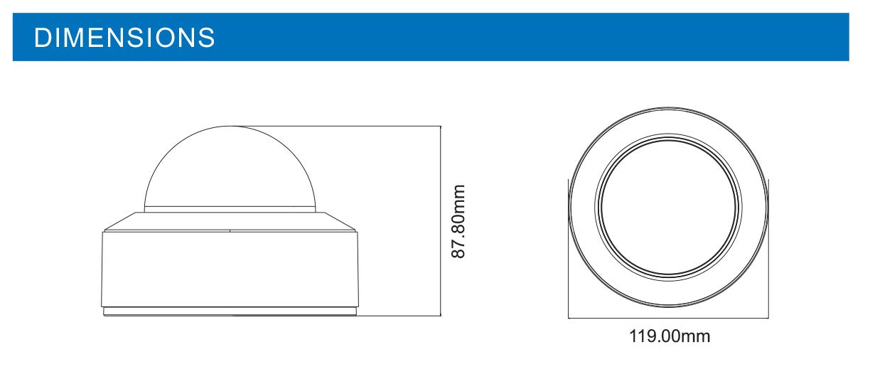 Titanium IP-5VP5S31/28 5MP IR 2.8 Fixed Dome Network Camera, 1/2.7" CMOS Sensor, 2592x1944 Max. Resolution, 20~30m IR Night View Distance, Support Three Streams, IP67, IK10