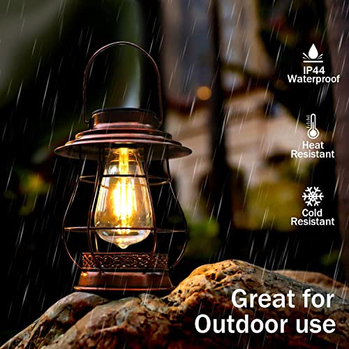 2PACK Solar Outdoor Lights Hanging Garden Decor Solar Lanterns Outdoor Waterproof LED Lights Retro Design for Passage Courtyard,Lawn, Patio Decoration