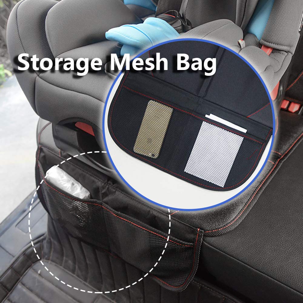 Tnarru Car Seat Protector Black Mayhour 2 Packs Waterproof Dust Resistant Child Baby Pet Leather Seats Cover with Thickest Padding and Non-Slip Backing Mesh Storage Pockets for SUV Sedan Truck (2pcs)