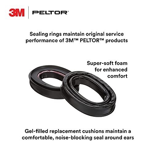 3M PELTOR Camelback Gel Sealing Rings HY80, Comfort Replacement Earmuff Cushions, Easy to Replace, Black