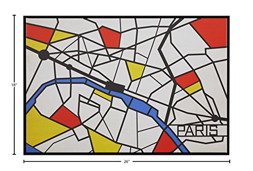 Amazon Brand – Rivet Pop Art Print of Paris Map in Primary Colors Modern Wall Art, 26" x 18"
