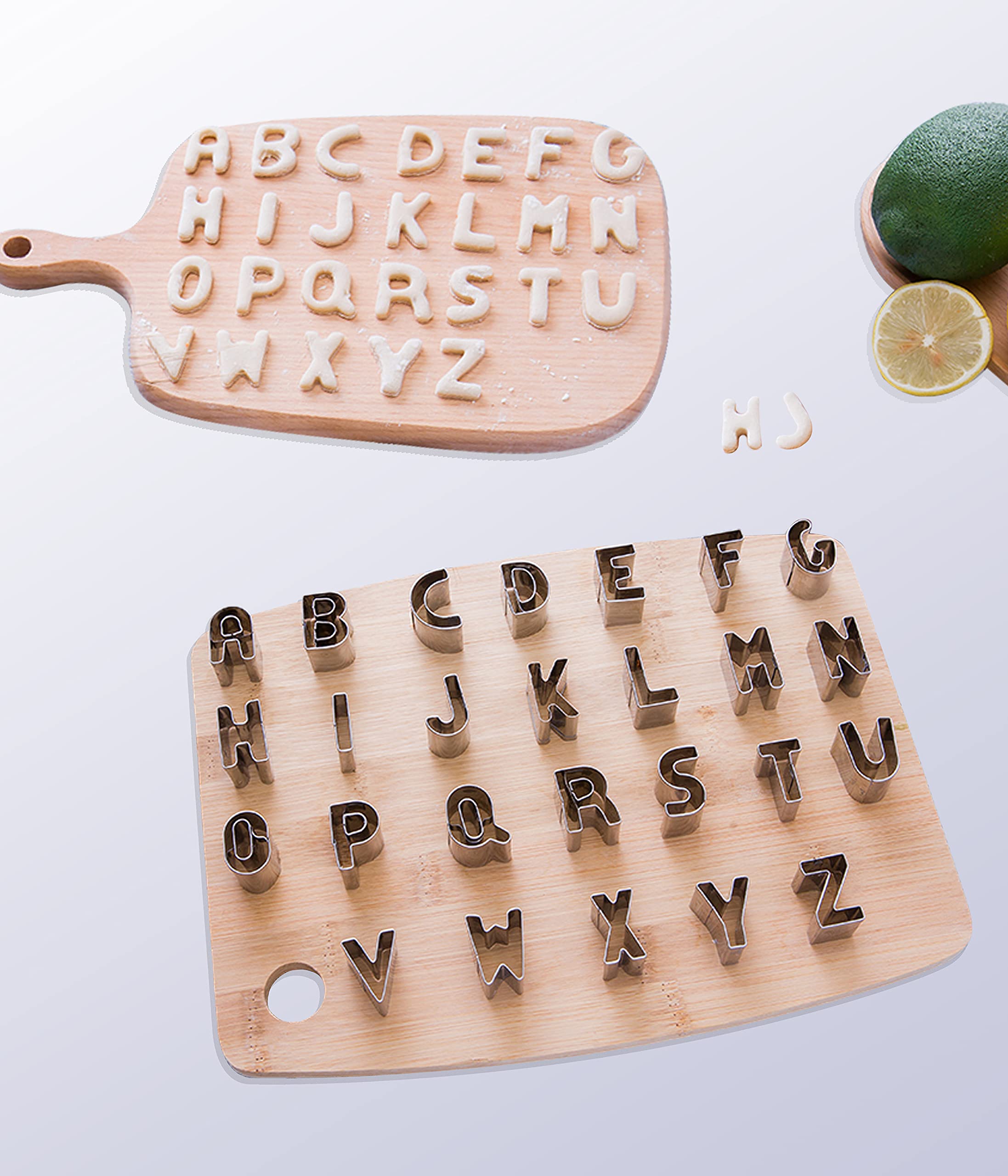 36Pcs letter cookie cutter set, metal alphanumeric baking cookie molds for fruit, baking, donuts, cookie decorating tools
