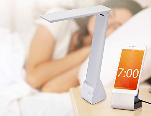 Bostitch Office KT-VLED1810-WHITE Rechargable Battery LED Desk Lamp, 3 Color Temperatures, Flip Open, White