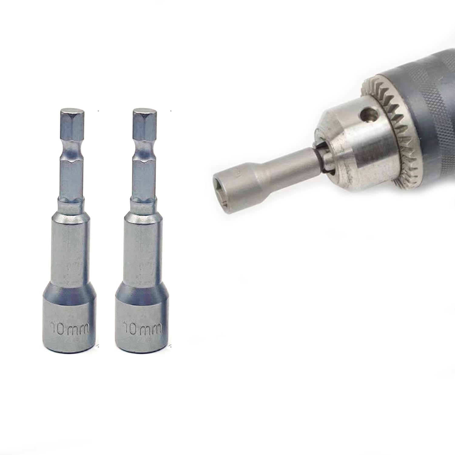 2pcs 1/4" Quick-Change Hex Shank 10mm nut driver magnetic , 1/4 10mm nut driver bit,10mm hex nut driver bit ,65mm Length,Metric