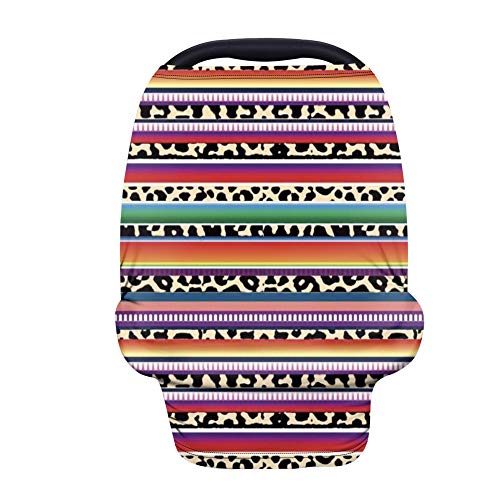 PZZ BEACH Colorful Stripes Serape Leopard Print Multi-Use Baby Nursing Cover Breastfeeding Scarf/Shawl, Soft & Breathable Babies Carseat Canopies, Great Baby Shower Gifts
