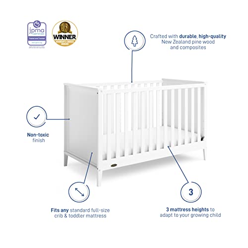 Graco Melbourne 3-in-1 Convertible Crib (White) – Converts from Baby Crib to Toddler Bed and Daybed, Fits Standard Full-Size Crib Mattress, Adjustable Mattress Support Base