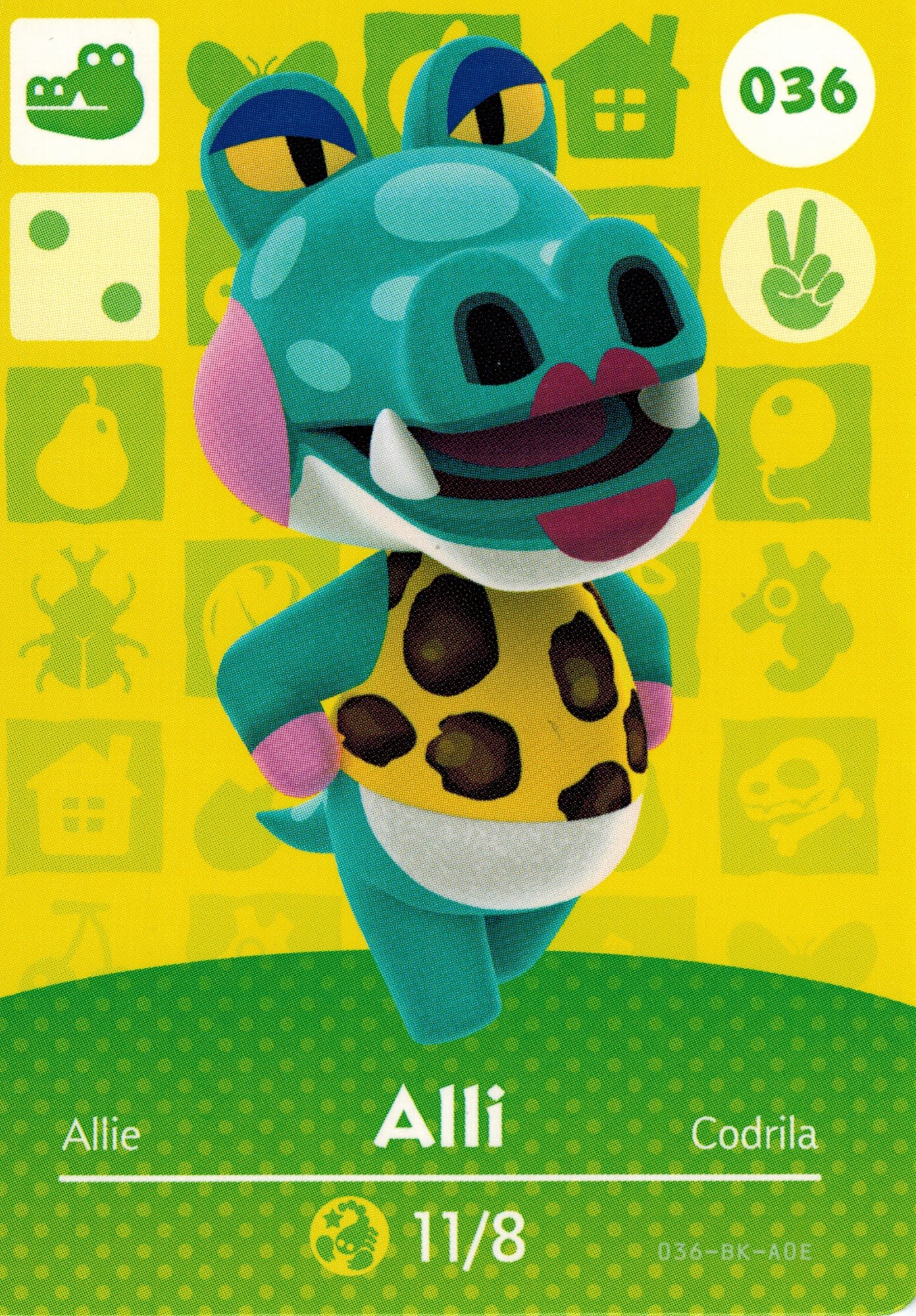 Animal Crossing Happy Home Designer Amiibo Card Alli 036/100