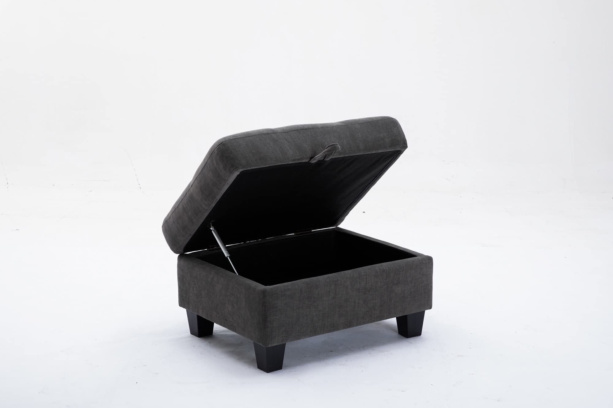 Aeffze Love Seat Sofa with Storage Ottoman Convertible Velvet 2 Seater Modular Sectional Modern Reversible Couch for Living Room Apartment Small Space (Dark Grey) (F8001-HOME)