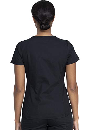 Dickies EDS Signature Women Scrubs Top V-Neck Plus Size DK880, 2XL, Black