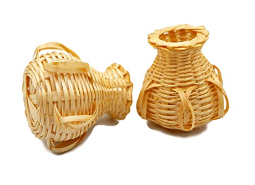 2 Bamboo Gong Fishing Holder Auspicious Things ฺBelief Decoration Miniature Supply no.1