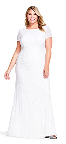 Adrianna Papell Women's Scooped Back Long Dress, Ivory, 20