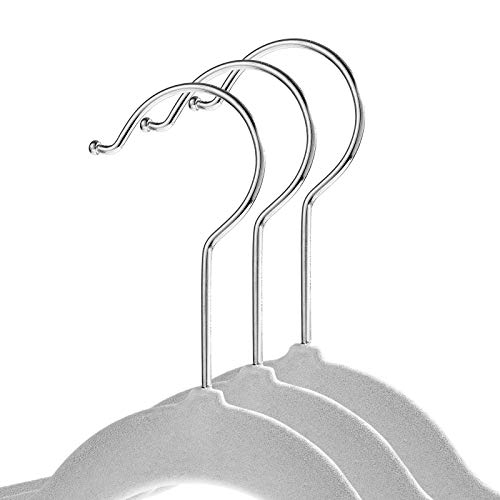 Casafield 50 Velvet Kid's Hangers - 14" Size for Children's Clothes - Gray
