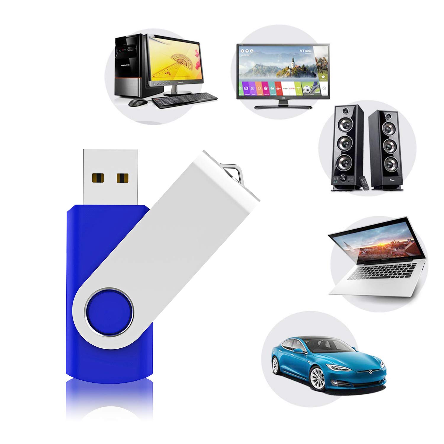 Custom Logo USB Flash Drives Thumb Drives Logo Personalized Flash Drive USB Drive Memory Stick Key Credit USB Drive - Bulk Flash Drives,Blue(16 GB, 20 Pieces)