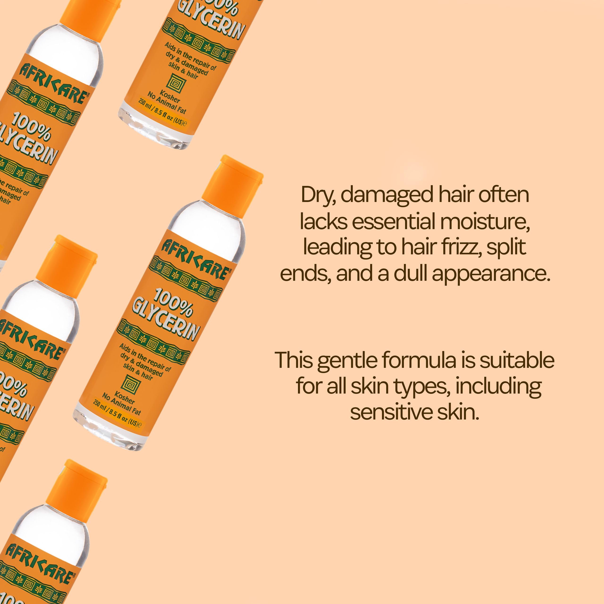 Africare 100% Glycerin 8.5 oz - All Natural Glycerin for Extra Hydration for Hair and Body