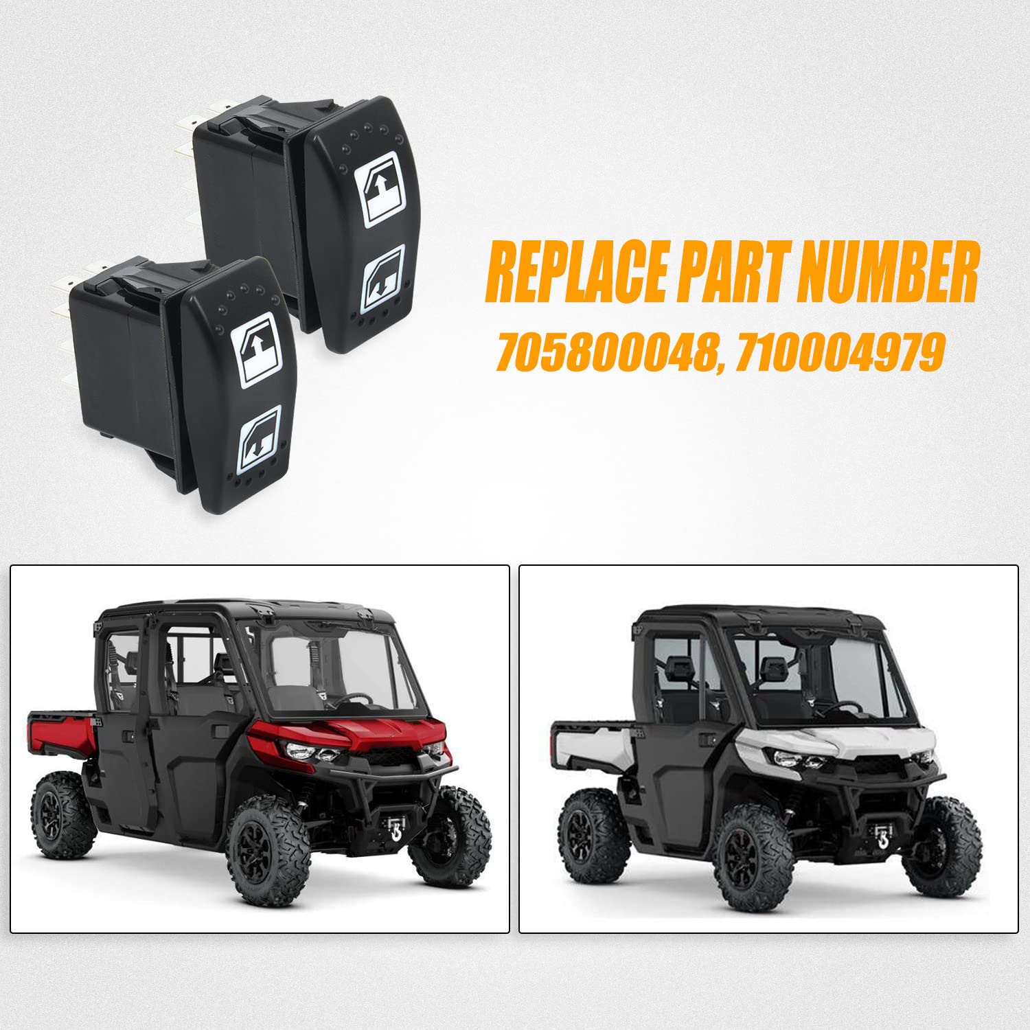 2 Pack Left Hand Power Window Switch Compatible with 2016-2019 Can-Am Defender HD8/HD10, 2018-2019 Can-Am Defender Max HD8/HD10 Power Window Lift Switch Replaces 710004979, 705800048