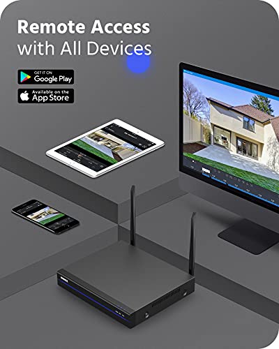 ANNKE WS300 3MP Wireless Camera System, 8 Channel 5MP Wireless NVR with 4Pcs 3MP Weatherproof IP Cameras, Compatible with Alexa, 100ft Night Vision, Smart Motion Alerts, 1TB HDD Included