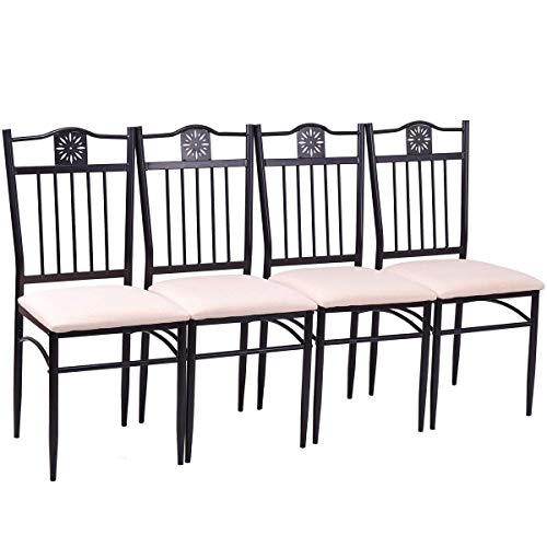 Casart 5 PCS Dining Table and Chairs Set Vintage Retro Wood Top Metal Frame Padded Seat Dining Table Set Home Kitchen Dining Room Furniture