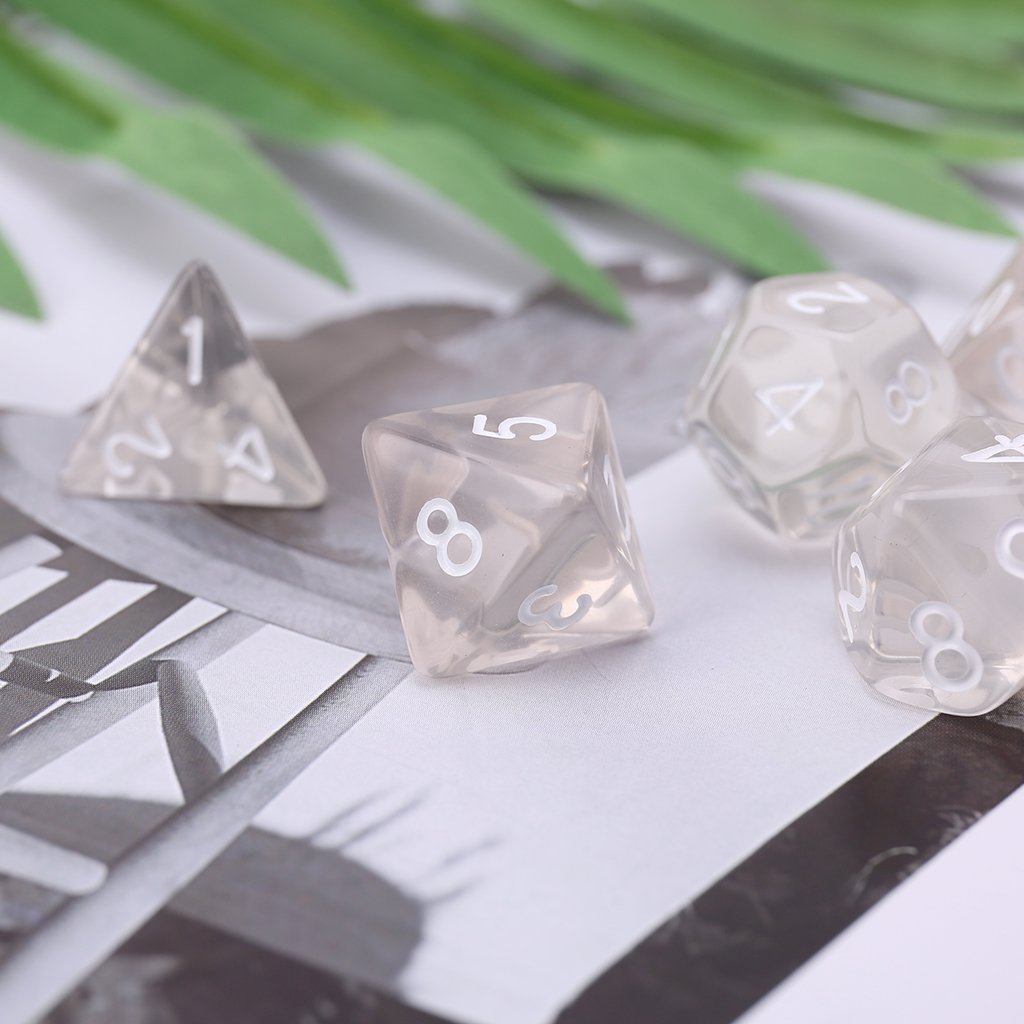 7Pack of Transparent Color D4 D6 D8 D10 D12 D20 Polyhedral Dice for Dungeons and Dragons DND RPG Table Games P