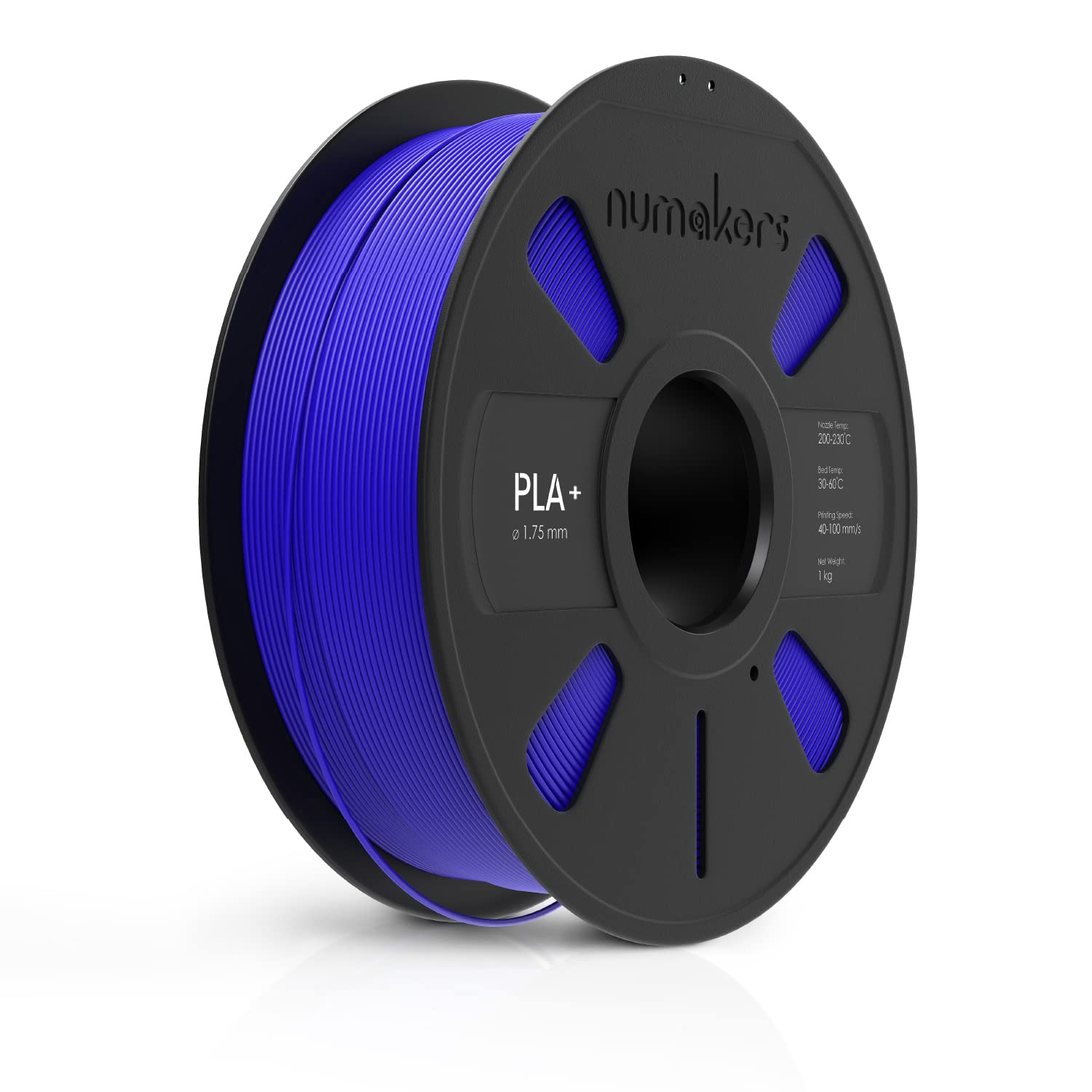 NUMAKERS PLA Plus (PLA+) 3D Printer Filament, 1.75mm, Dimensional Accuracy +/- 0.03 mm, 1 kg Spool (2.2 lbs), Compatible with Most FDM Printers (Blue)
