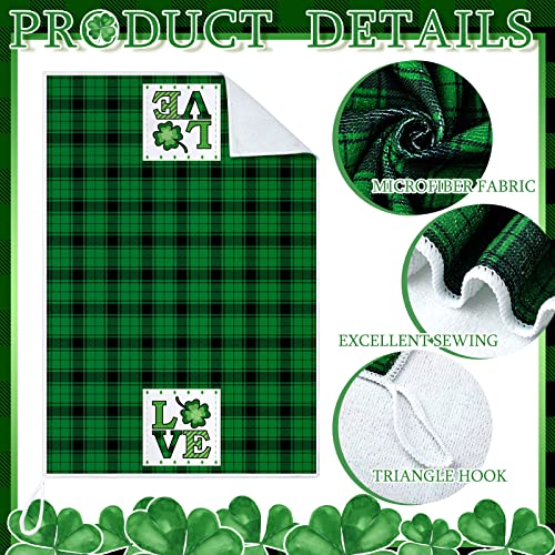 4 Pcs St Patrick's Day Dish Towel Kitchen Towel Absorbent Fast Drying Cloth Decorative St Patrick's Day Gnomes Tea Towels Decorative Dishcloths for Kitchen Bathroom Home, 16 x 24 Inch (Cute Style)