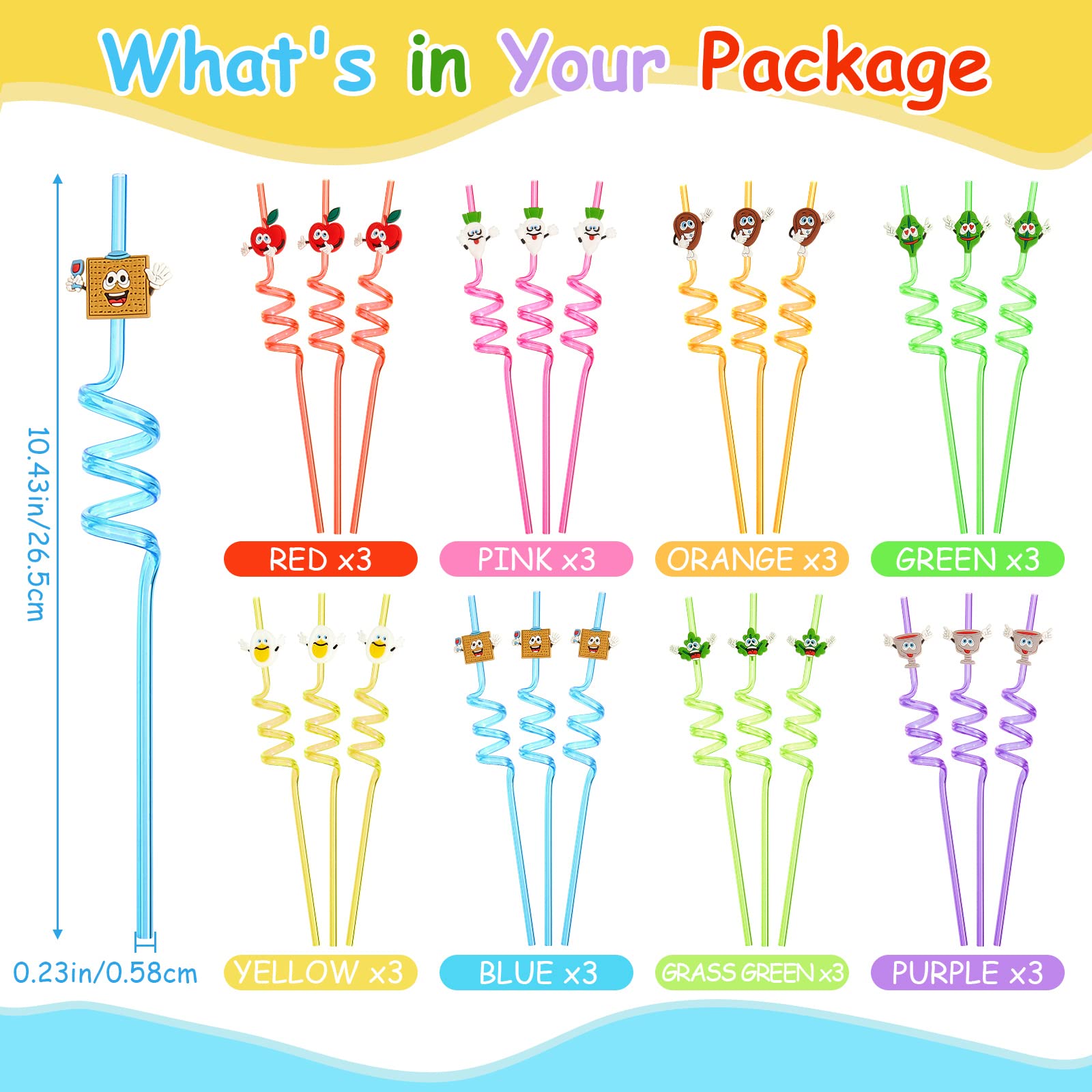 24 Pieces Passover Straws Passover Toys Reusable Matzah Wine Cup Designs Holiday Straws Pesach Sipping Straws Drinking Straws for Pesach Passover Seder Table Decorations