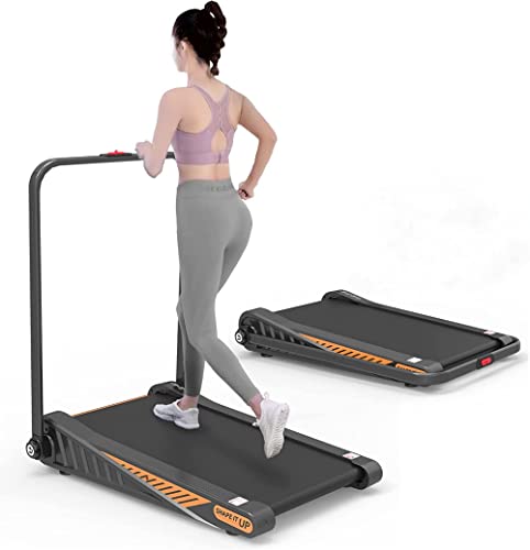 2 in 1 Under Desk Treadmill with Handlebar Foldable, Under Desk Portable Treadmills with Remote Control and LED Display, 2.0HP Compact Mini Treadmill with 15% Incline, for Home and Office WER345