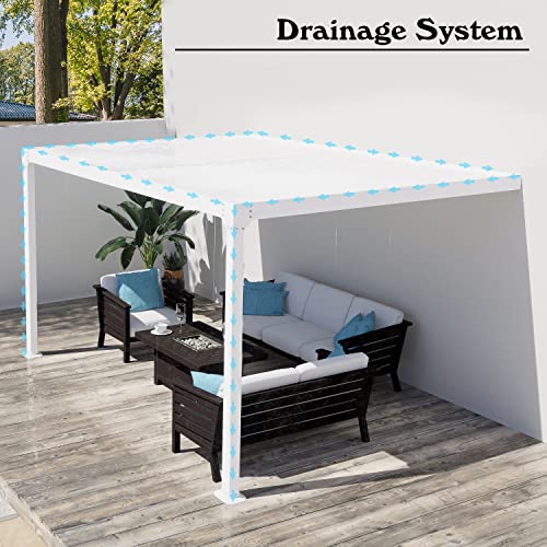 BPS 10 Ft. W x 13 Ft. D Outdoor Louvered Pergola Adjustable Louvered Sloping Roof Wall-Mounted Pergola for Patio, Backyard, Garden